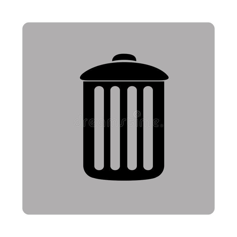 Gray Square Frame with Silhouette Metal Trash Bin Stock Illustration ...