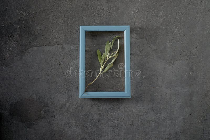 Gray Square and Round Frames on a Wooden Surface. Stock Image - Image ...