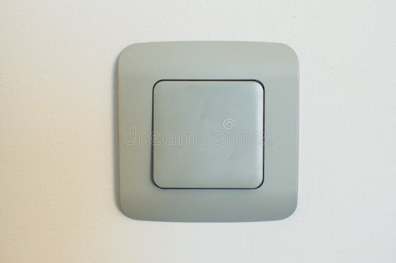 Gray Square Switch on a Rounded Wall, Close-up Stock Image - Image of ...