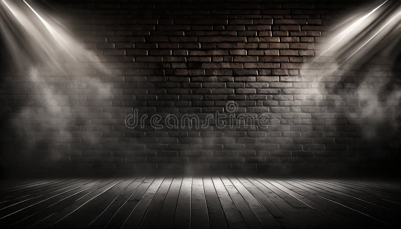 Gray Stage with Bricks in the Background and Lighting Stock ...