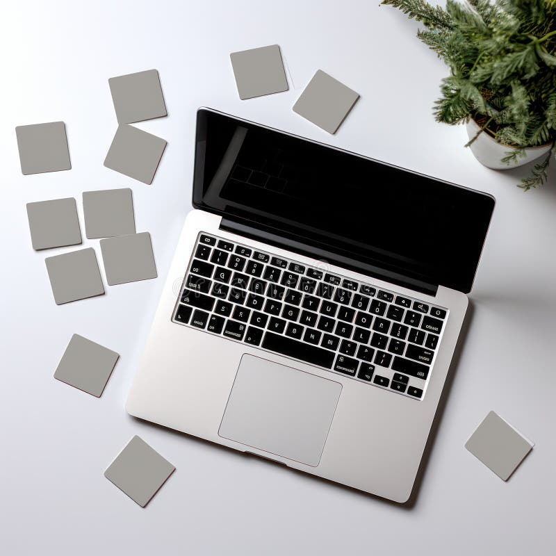 Gray Stickers on Laptop - AI Generated Stock Illustration ...