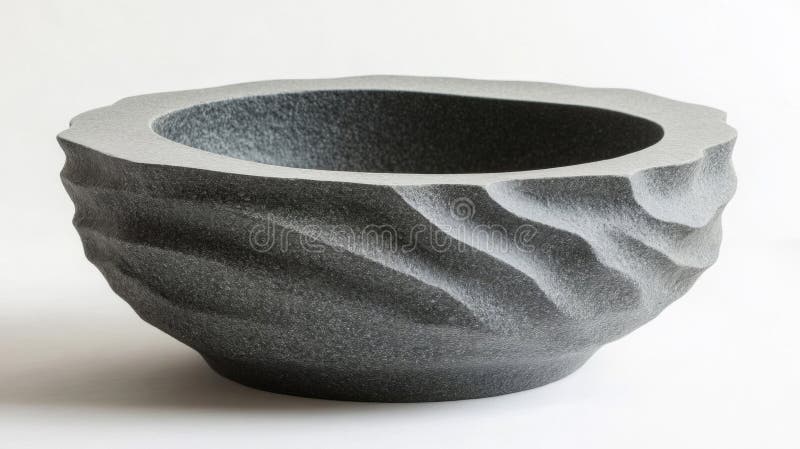 Gray Stone Bowl with Wavy, Sculptural Design Stock Illustration ...