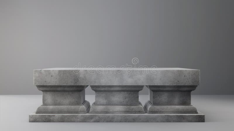 Gray Stone Pedestal on Gray Background in Minimalist Style. Simple ...