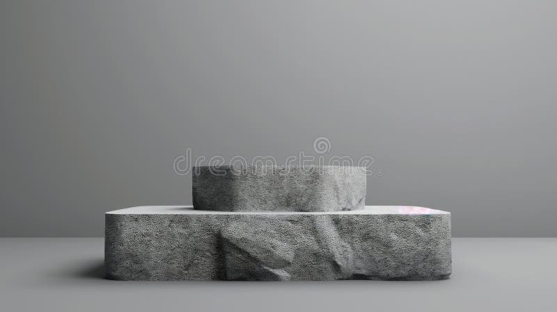 Gray Stone Pedestal on Gray Background in Minimalist Style. Simple ...