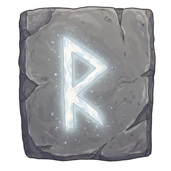 Gray Stone Rune with Glowing Light Symbol of Ancient Magic and Esoteric ...
