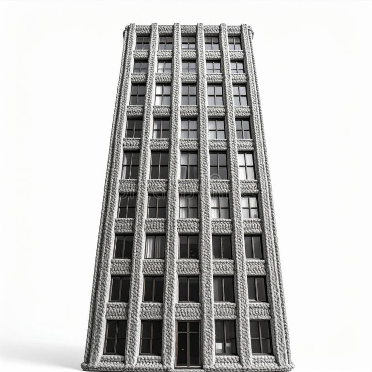 Gray Stone Skyscraper Exterior on White Background Stock Illustration ...