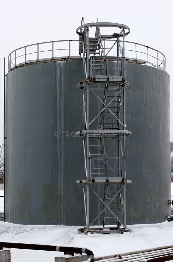 Storage tank stairs stock image. Image of steel, railing - 6703817