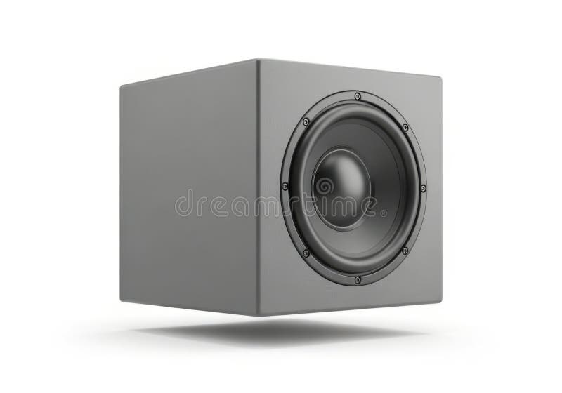 Gray Subwoofer Speaker Box Isolated on White Background Stock ...