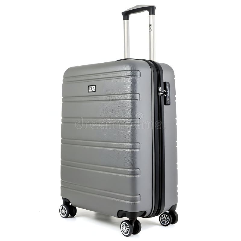 Gray Suitcase with Wheels Isolated on White Background Stock ...