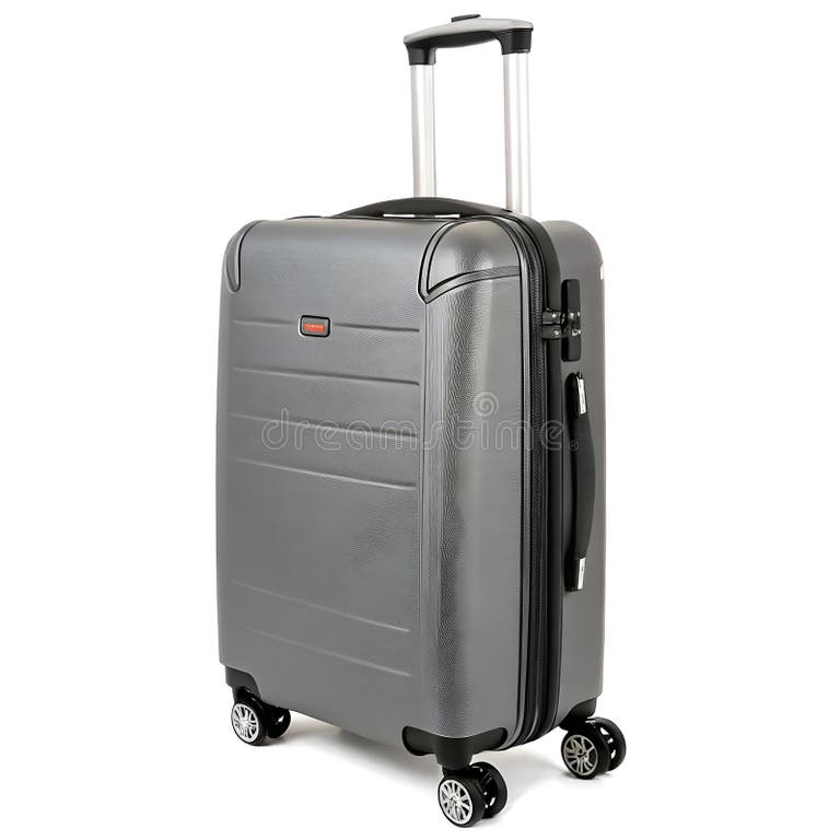 Gray Suitcase with Wheels Isolated on White Background Stock ...