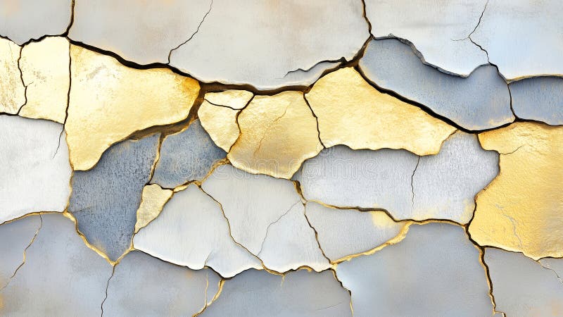 Gray Surface Cracking and Revealing a Golden Layer Underneath, Creating ...