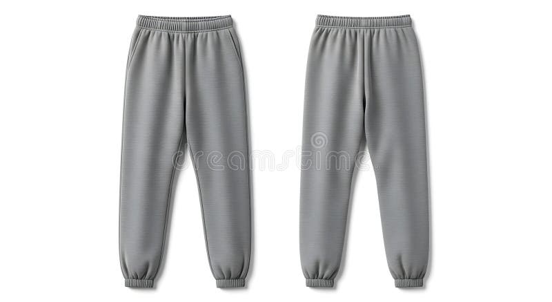 Gray Sweatpants Mockup: Front and Back Views Stock Illustration ...