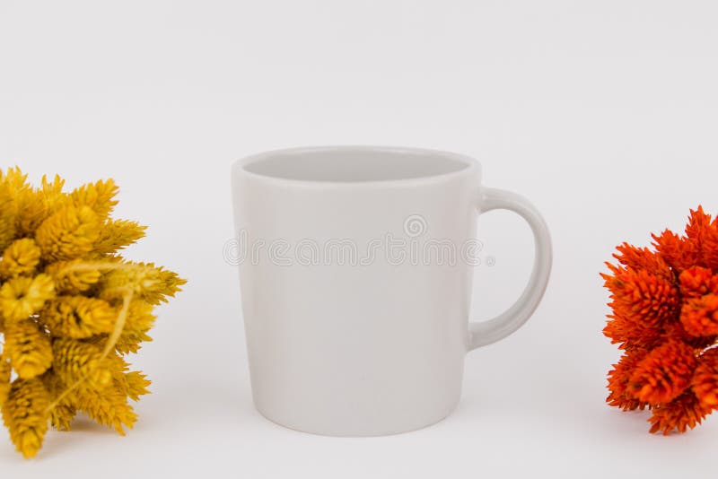Gray Tea Cup with Wheat Decoration on the Table Stock Image - Image of ...