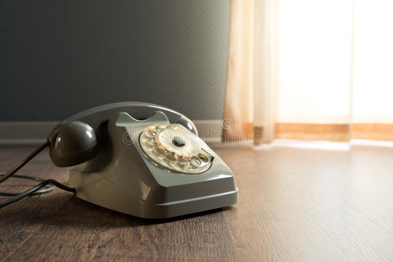 Gray Telephone on Hardwood Floor Stock Photo - Image of landline ...