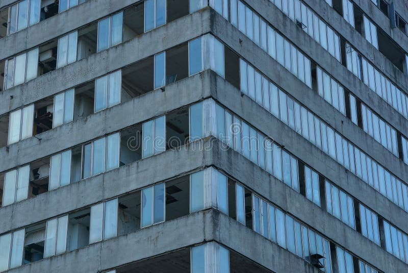 Gray Texture of an Old Wall and Broken Windows Stock Photo - Image of ...