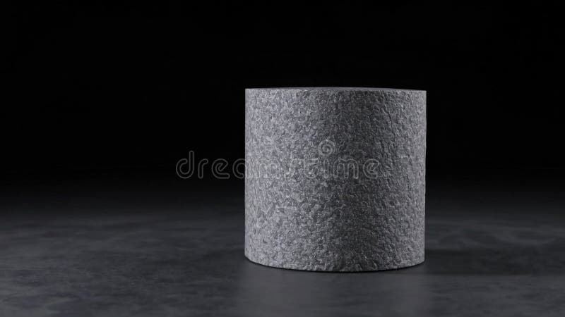 Gray Textured Cylindrical Object on Dark Surface Reflecting Minimalist ...