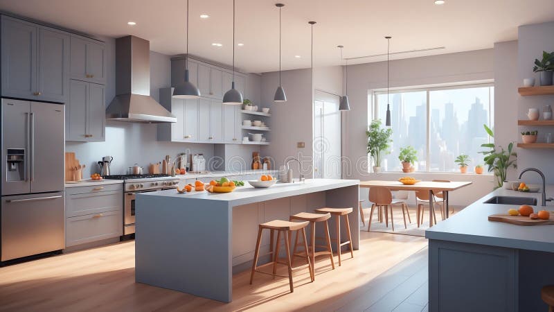 Gray Themed Aesthetic Minimalist Kitchen Interio Ai Generated Stock ...