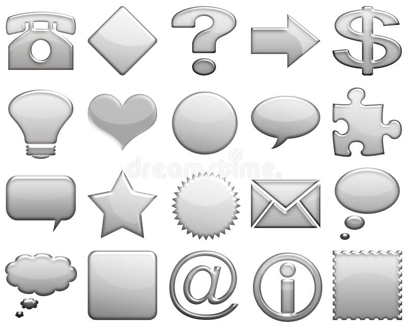 Gray Tones Glossy Icon Set 101 Stock Illustration - Illustration of ...