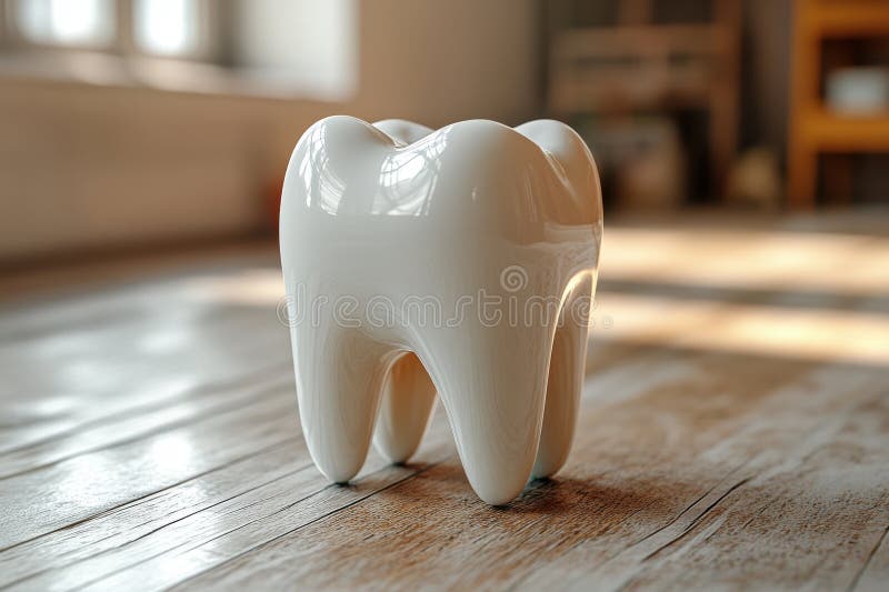 A Gray Tooth Sculpture Features a Prominent T Shape, Expertly Crafted ...