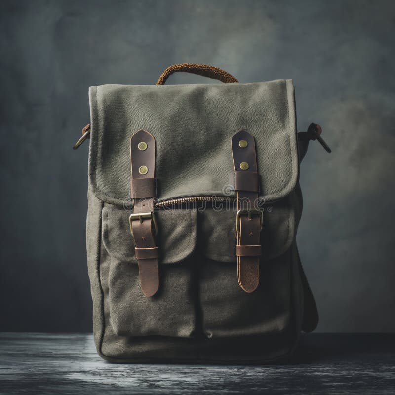 Gray Tourist Backpack Closeup and Copy Space Stock Illustration ...