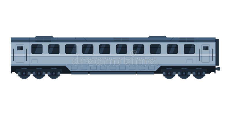 Gray Train Passenger Wagon, Railroad Transportation Flat Vector ...