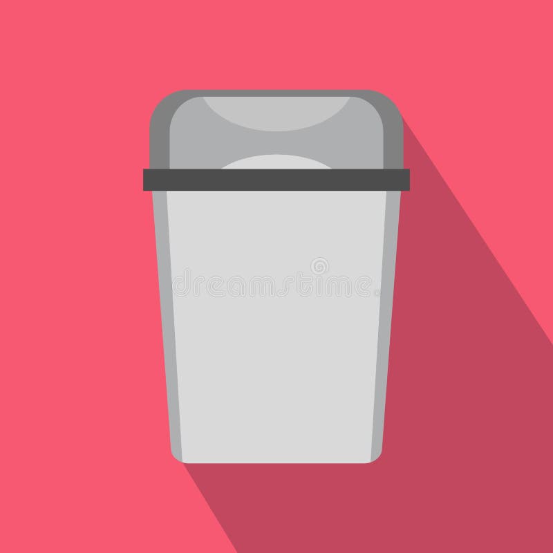 Gray Trash Can Icon, Flat Style Stock Vector - Illustration of basket ...