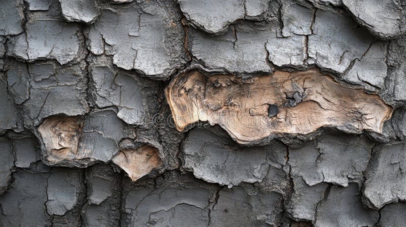 Gray Tree Bark Texture with Exposed Wood Stock Illustration ...