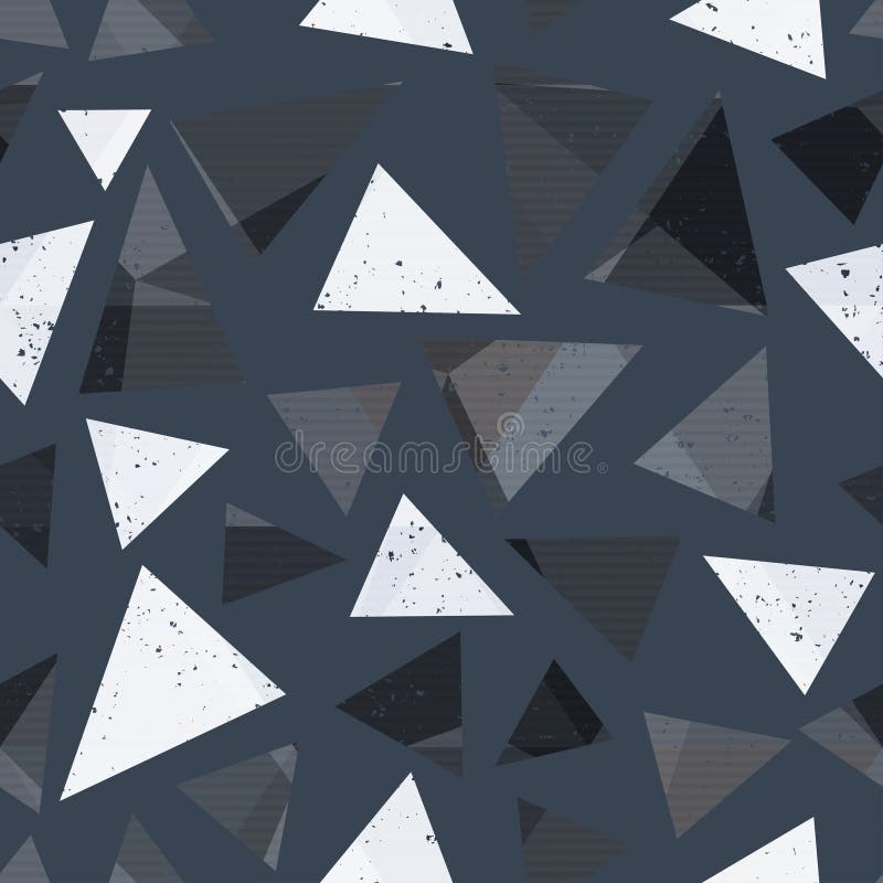 Gray Triangle Seamless Pattern with Grunge Effect Stock Vector ...