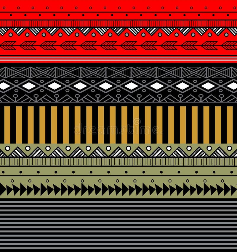 Gray Triangular Ethnic Pattern and Red Basic White Line Stock Vector ...