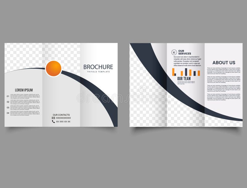 Gray Trifold Brochure with Line. Professional Business Brochure Design ...