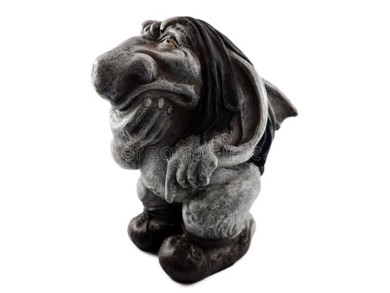 The Gray Troll Looks Forward with Thoughtful Thinking, Pointing His ...