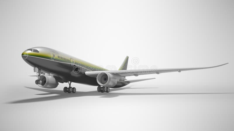 Gray Turbocharged Plane Takes Off Left View 3d Render on Gray ...