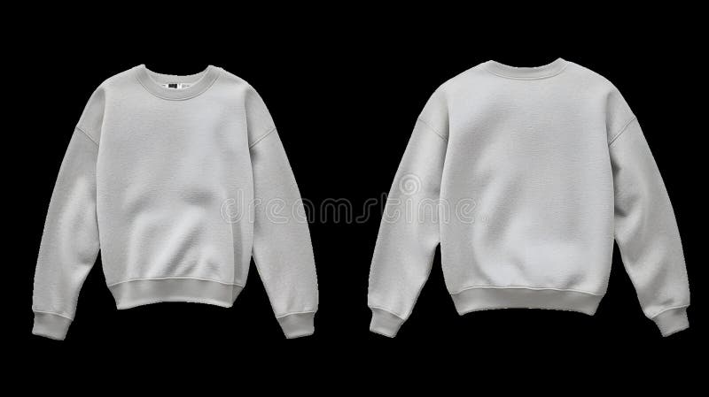 Gray Unisex Sweatshirts Front and Back View on Blank Background Stock ...