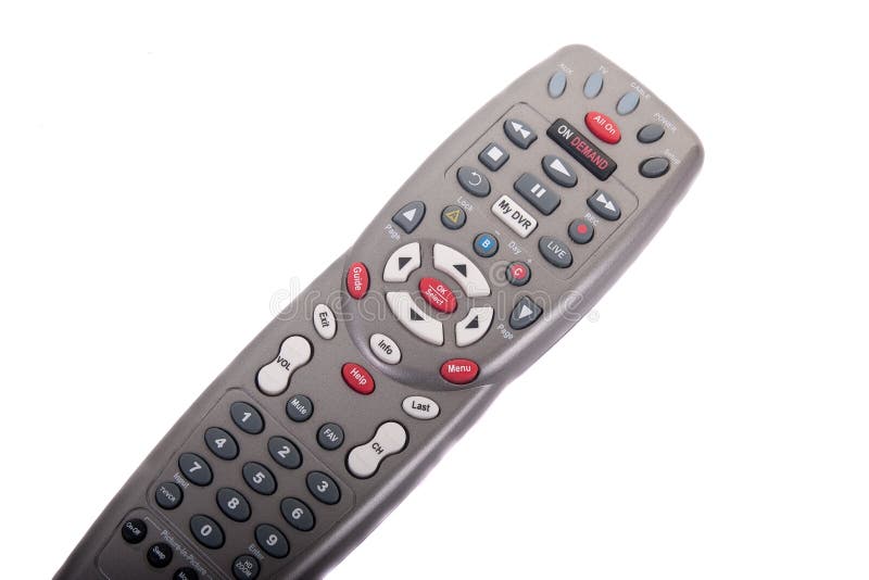 Gray Universal Remote on Angle White Background Stock Image - Image of ...