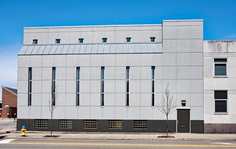 Gray Urban Building with Thin Windows Stock Photo - Image of ...
