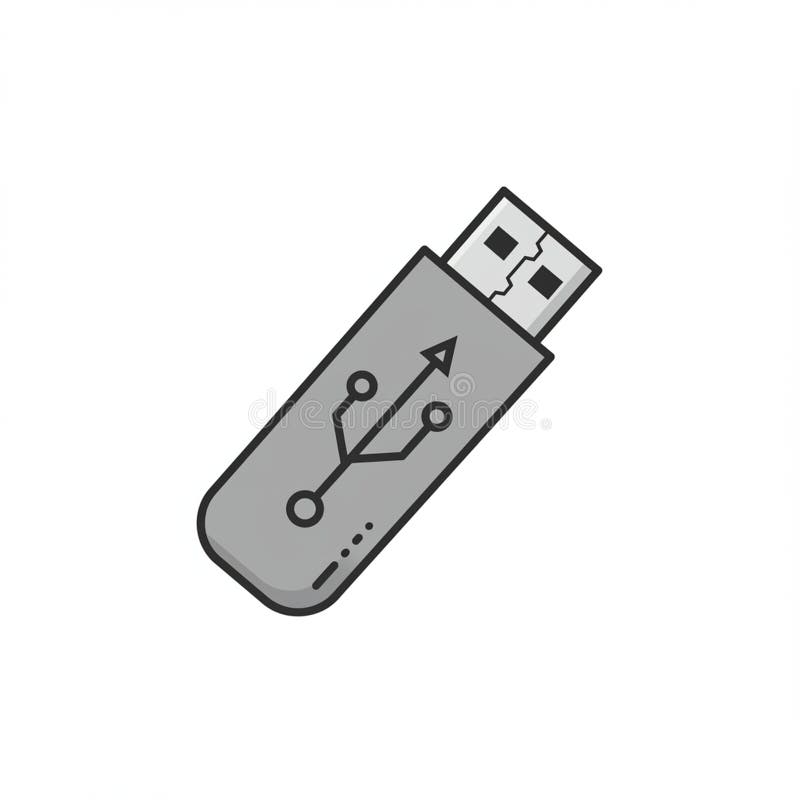 Gray USB Flash Drive Illustration on a White Background. the Drive ...