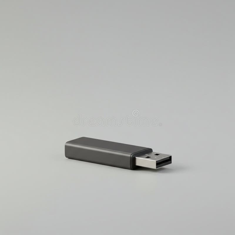 A Gray USB Flash Drive with a Rectangular Shape and Metallic Connector ...