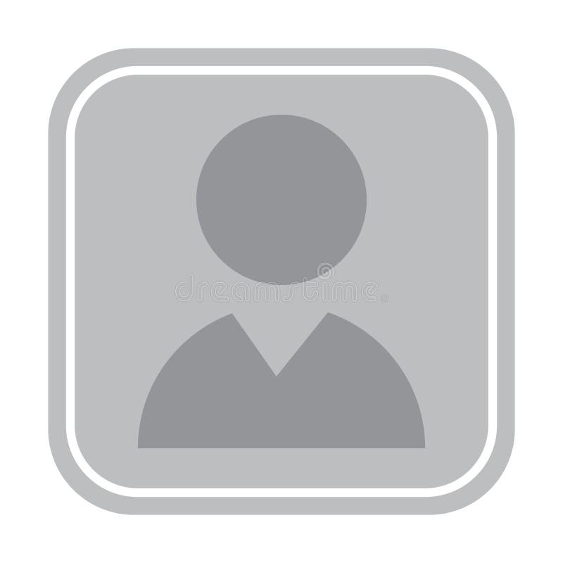 Gray User Icon Inside Square Frame. Simple Head and Shoulders ...