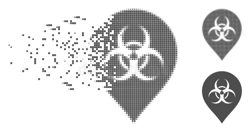 Destructed Pixel Halftone Biohazard Marker Icon Stock Vector ...