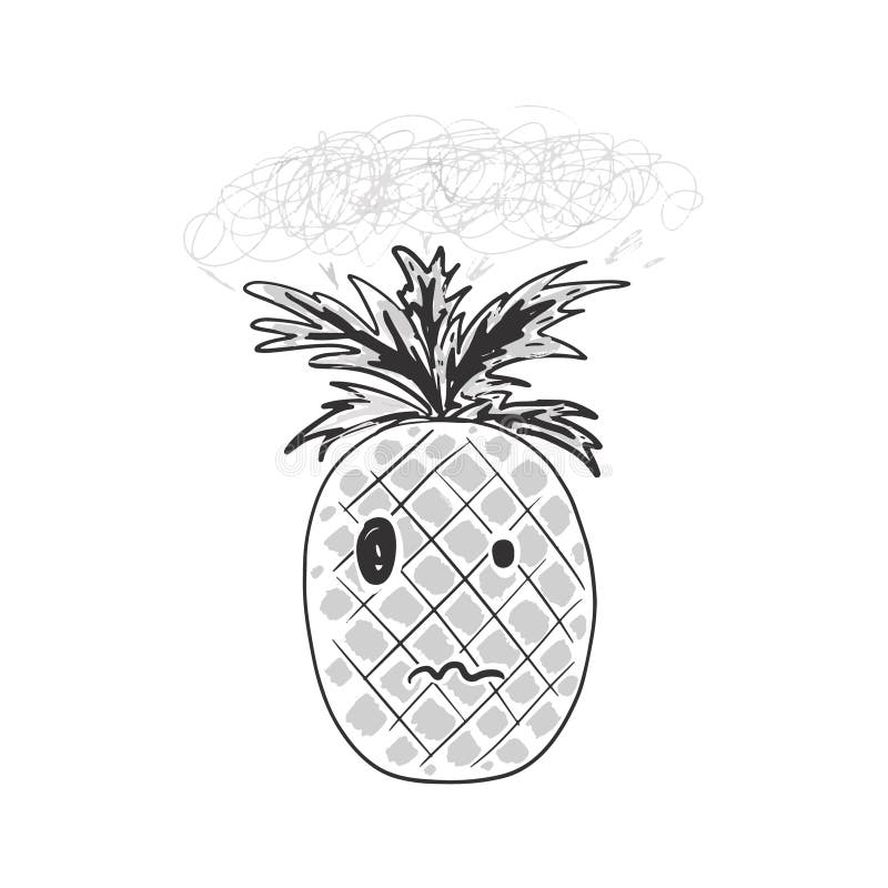 Gray Vector Sad Confused Pineapple Character Stock Vector ...