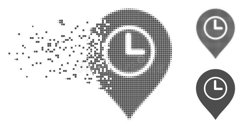 Fragmented Pixel Halftone Time Marker Icon Stock Vector - Illustration ...