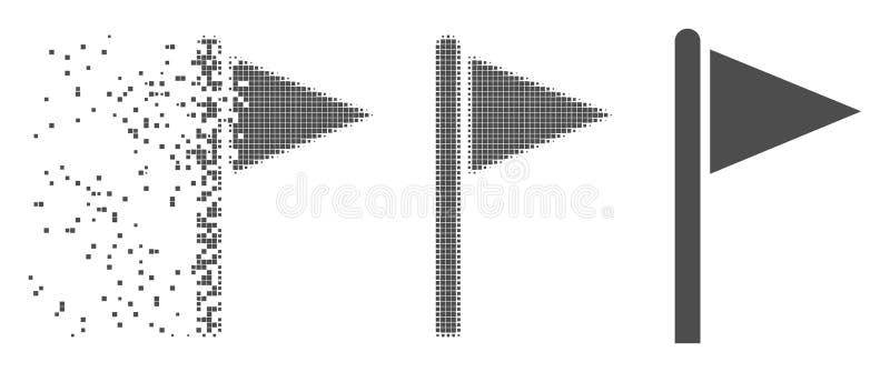 Disintegrating Pixel Halftone Triangle Flag Pointer Icon Stock Vector ...