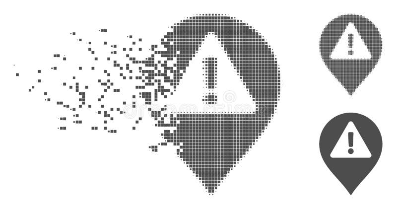 Destructed Pixel Halftone Warning Map Marker Icon Stock Vector ...