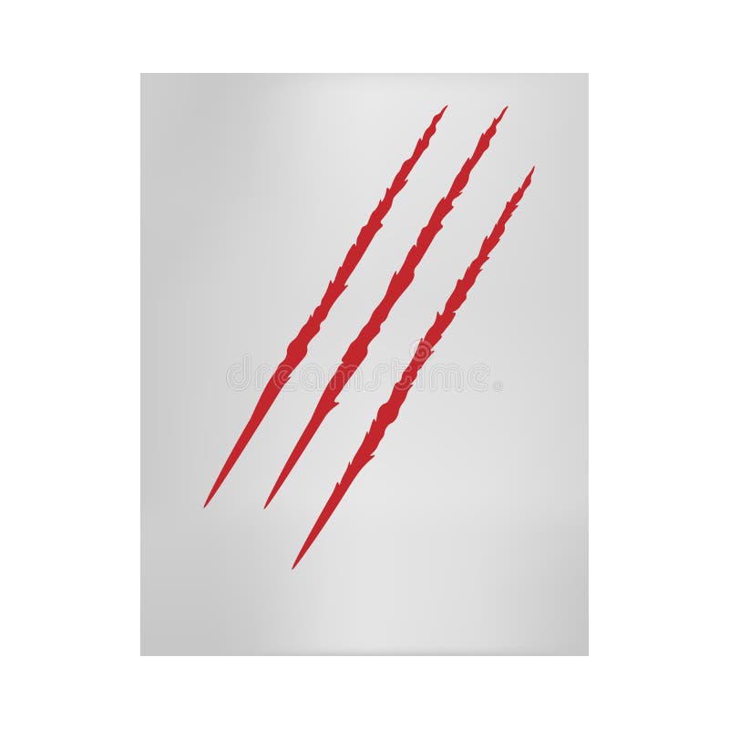 Gray Vertical Canvas with Bright Red Claws Scratch Flat Style Stock ...