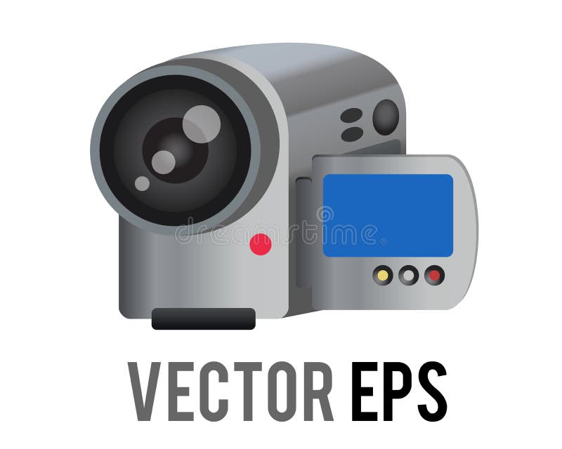 Gray Video Digital Camera, Camcorder Icon with Selfie Screen, Control ...
