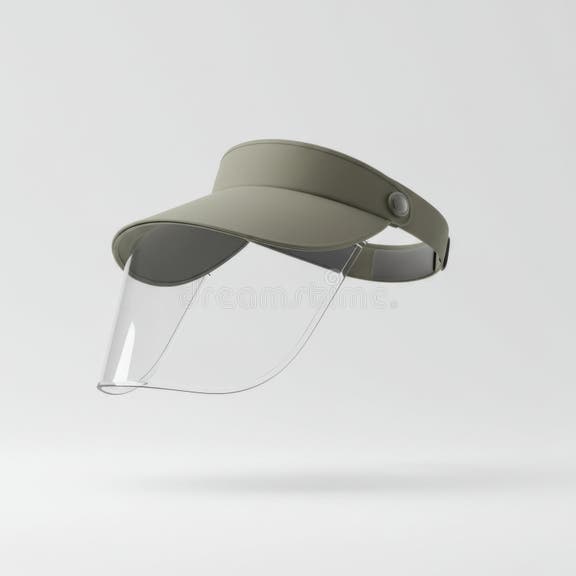 Gray Visor Hat with Transparent Face Shield for Protection on White ...
