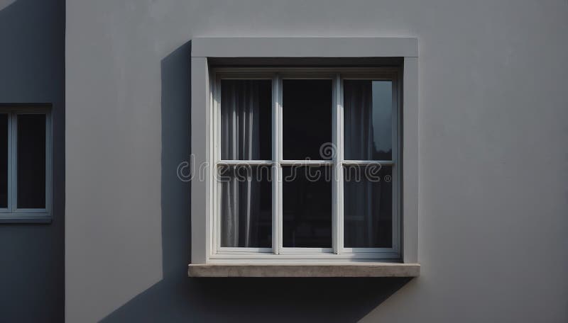 Gray Wall with Window and Dramatic Lighting on House Ai Generated Stock ...