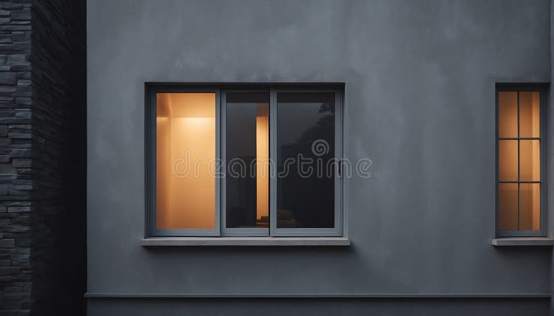 Gray Wall with Window and Dramatic Lighting on House Ai Generated Stock ...