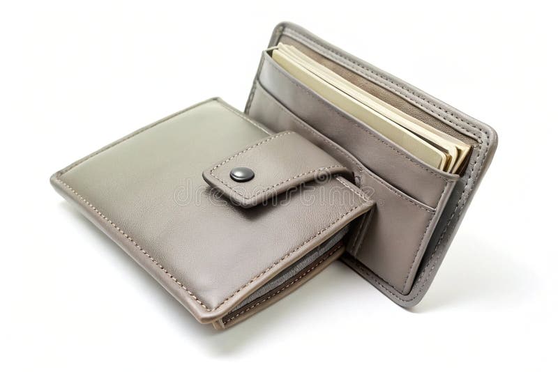 Gray Wallet Opened and Isolated on White Background Stock Illustration ...