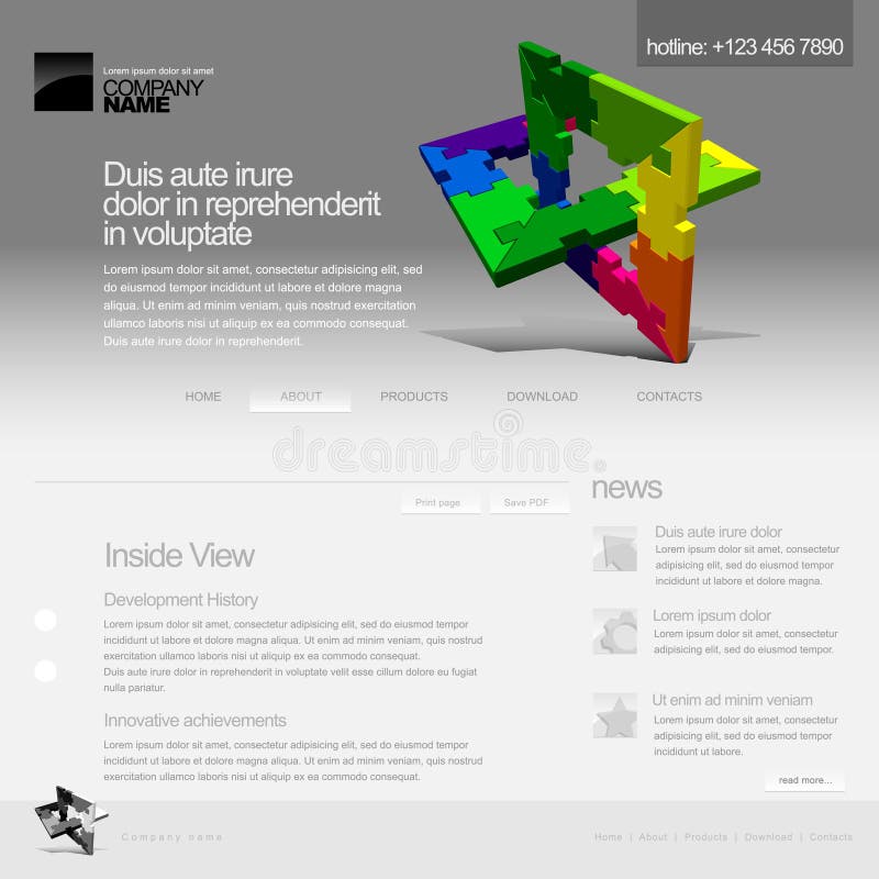 Gray Website Template 960 Grid. Stock Vector - Illustration of original ...